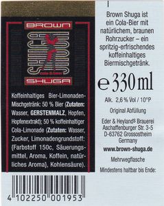 Drink Label: Brown Shuga Cola-Bier (Eder & Heylands Brauerei, Germany ...