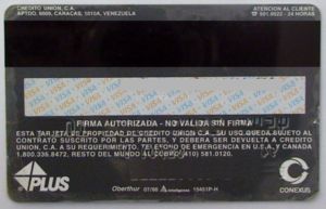 Bank Card: BancUnion (Banc Union, VenezuelaCol:VE-VI-0475