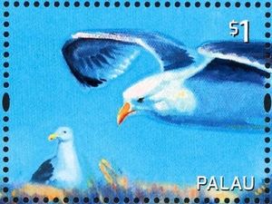 Stamp: Great Black-backed Gull Larus marinus / Lesser Black-bac… (Palau ...