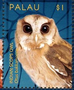 Stamp: Indian Scops-Owl (Otus bakkamoena) (Palau(Owls) Mi:PW 3543,Yt:PW ...