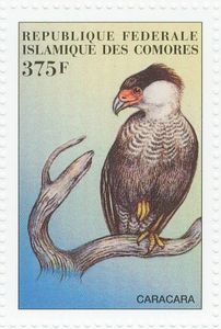 Stamp: Crested Caracara (Caracara plancus) (Comoros(Birds of Prey (1999 ...