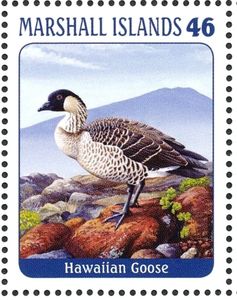 Stamp: Hawaiian Goose (Branta sandvicensis) (Marshall Islands(Birds of ...