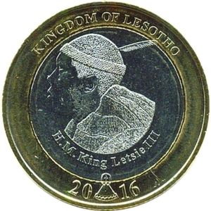 Madeni paralar: 5 Maloti (50th Anniversary of Lesotho’s Independence ...
