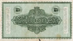 Banknote: 5 Millionen Mark (German Notgeld(Dresden) Kel:1072c