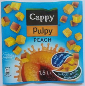 Drink Label: Cappy Pulpy Peach (S.C. Coca-Cola HBC Romania S.R.L ...