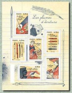Sello: Writing Pens (Francia(Writings pens) Yt:FR F5098,Mi:FR BL349,Sn ...