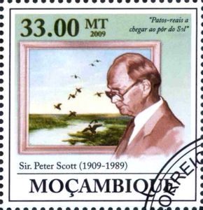 Stamp: 100th Birthday of Sir Peter Scott (1909-1988) (Mozambique(Sir ...