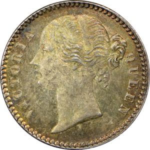 Coin: ¼ Rupees (India, British) (1837~1901 - Victoria) WCC:km454.2