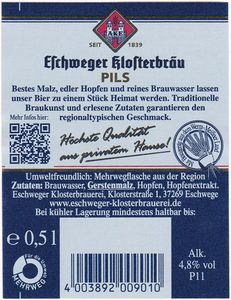 Drink Label: Eschweger Klosterbräu Pils (Eschweger Klosterbrauerei GmbH ...