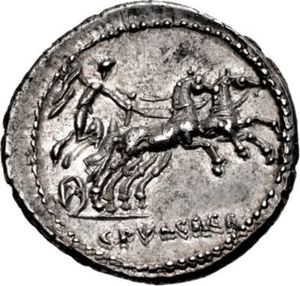Coin: 1 Denarius (C. Claudius Pulcher) (Roman Empire) (0509 BCE~0027 ...