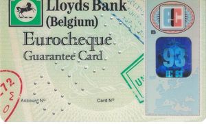 Bank Card: Lloyds Bank Eurocheque (Lloyds Bank, BelgiumCol:BE-GM-0010