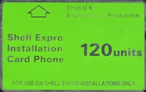 Phonecard: Shell Expro (thick letters) (Oil Rigs, United Kingdom of Great Britain & Northern ...