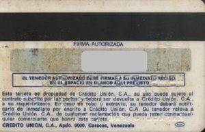 Bank Card: BancUnion - Visa (Banc Union, VenezuelaCol:VE-VI-0009