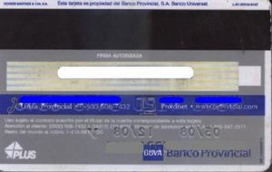 Bank Card: BBVA Banco Provincial (Banco Provincial, VenezuelaCol:VE-VI-0019