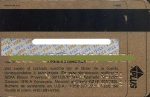 Bank Card: BBVA Banco Provincial (Banco Provincial, Venezuela) Col:VE ...