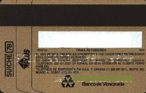 Bank Card: Banco de Venezuela (Banco De Venezuela, VenezuelaCol:VE-VI-0025