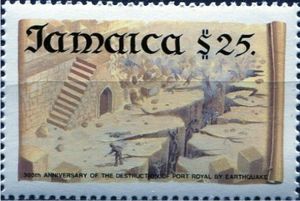 Stamp: Destruction of Port Royal by earthquake (Jamaica(300th Anniv. of ...