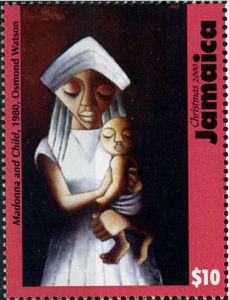 Stamp: Maria with Child, by Osmond Watson (Jamaica) (Christmas 2000 ...