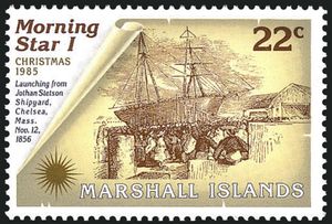 Stamp: Launching 12th November 1856 (Marshall Islands(Christmas 1985 ...