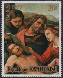 Stamp: The Deposition (Pala Baglione) - Raphaël (1483-1520) (Rwanda ...