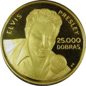 Moeda: 25,000 Dobras (American cultural icon Elvis Presley) (São Tomé e ...