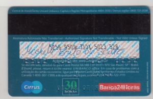 Bank Card: Unicard International (Unibanco, BrazilCol:BR-MC-0038