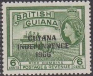 Stamp: Rice Combine overprinted (Guyana(Independence stamps) Mi:GY 287 ...