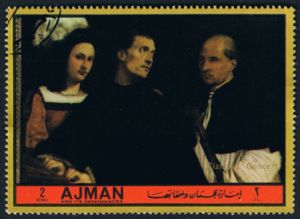 Stamp: The Concert; by Titian (Ajman(Italian Paintings) Mi:AJ 2160A,Col ...