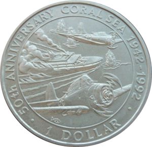Coin: 1 Dollar (Battle of the Coral Sea) (Solomon Islands) (World War ...