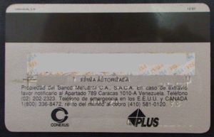 Bank Card: Banco Mercantil (Banco Mercantil, VenezuelaCol:VE-VI-0493