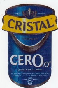Etiqueta de bebida: Cristal Cero (Embotelladoras CCU S.A., ChileCol:CL ...
