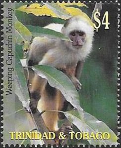 Stamp: Weeping capuchin monkey (Trinidad and Tobago) (Endangered Fauna ...