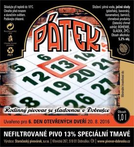Drink Label: Pátek 13 (Pivovar Dobruška, Czech RepublicCol:CZ-BEER-002408