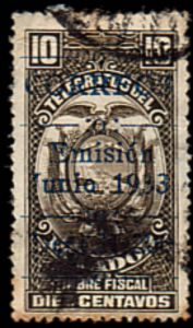 Stamp: Arms (blue ovpt) (Ecuador(Telegraph Stamp for Postal Use) Mi:EC ...