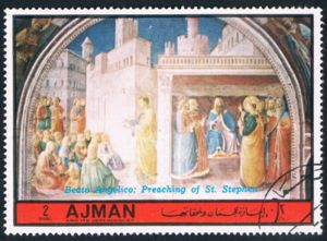 Марка: Sermon of St. Stephen (Аджман(Frescoes by Beato Angelico) Mi:AJ ...