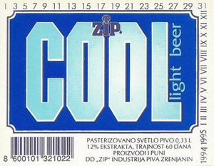 Etiqueta de bebida: ZIP Cool Light Beer (Pivara Zrenjanin, SerbiaCol:RS ...