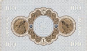 Banknote: 100 Mark (German States(Badische Bank-Bank of Baden) Wor:P ...