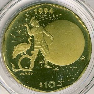 Moneda: 10 Dollars (Mars) (Islas Marshall(1994 - Solar System) WCC:km161