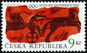 Stamp: Racing team with a driver (Czech RepublicMi:CZ 268,Sn:CZ 3129,Yt ...