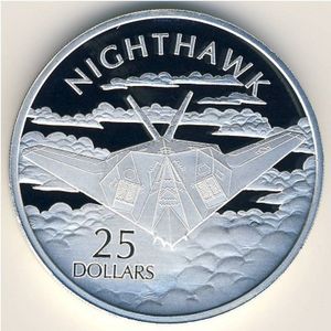Moneda: 25 Dollars (F-117 Nighthawk) (Islas Salomón(2003 - Aircrafts ...