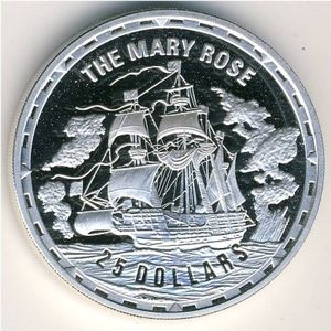 Moneda: 25 Dollars (The Mary Rose) (Islas Salomón) (2005 - Fighting ...