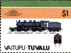 Stamp: J.N.R. Class 9020 Mallet 2-4-4-0 1911 Japan (Tuvalu, Vaitupu ...