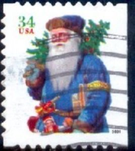 Stamp: Santa with Blue Cape - red USA (United States of America ...
