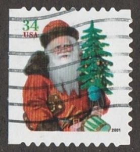 Stamp: Santa with Red Cape - red USA (United States of America ...