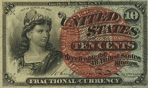 Banknote: 10 Cents (United States of America(1863 Fractional Currency ...