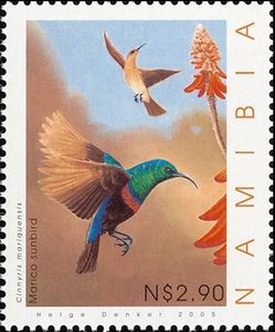 Stamp: Marico Sunbird (Cinnyris mariquensis) (Namibia) (Sunbirds of ...