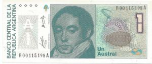 Banknote: 1 Austral (Argentina(1985-1991 (ND) "Austral" Issue) Wor:P-323ar