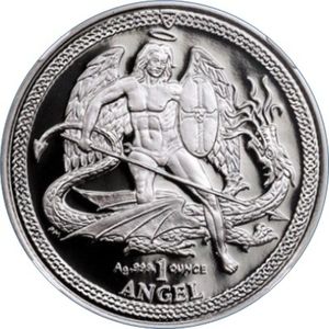 Coin: 1 Angel (Archangel Michael Slaying the Dragon - Silver) (Isle of ...