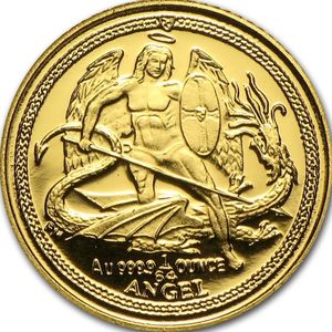 Coin: 1/64 Angel (Archangel Michael Slaying the Dragon - Gold) (Isle of ...