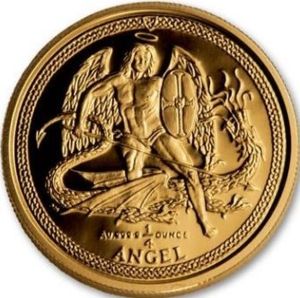 Coin: ¼ Angel (Archangel Michael Slaying the Dragon - Gold) (Isle of ...